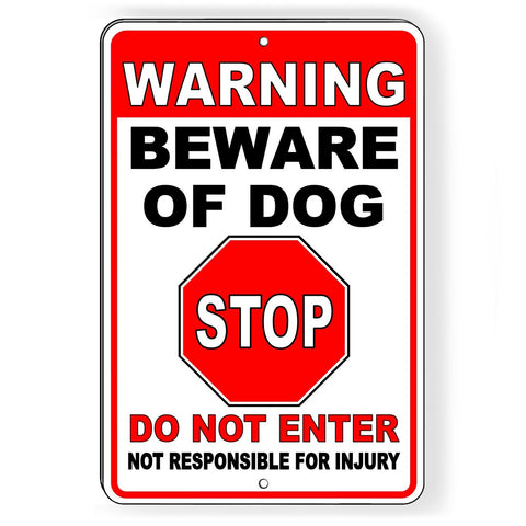 Sign Or Decal Beware Of Dog Will Bite Security Attack Guard Warning Pr ...