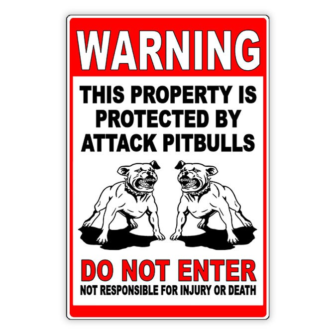 Pitbull Guard Dog Signs